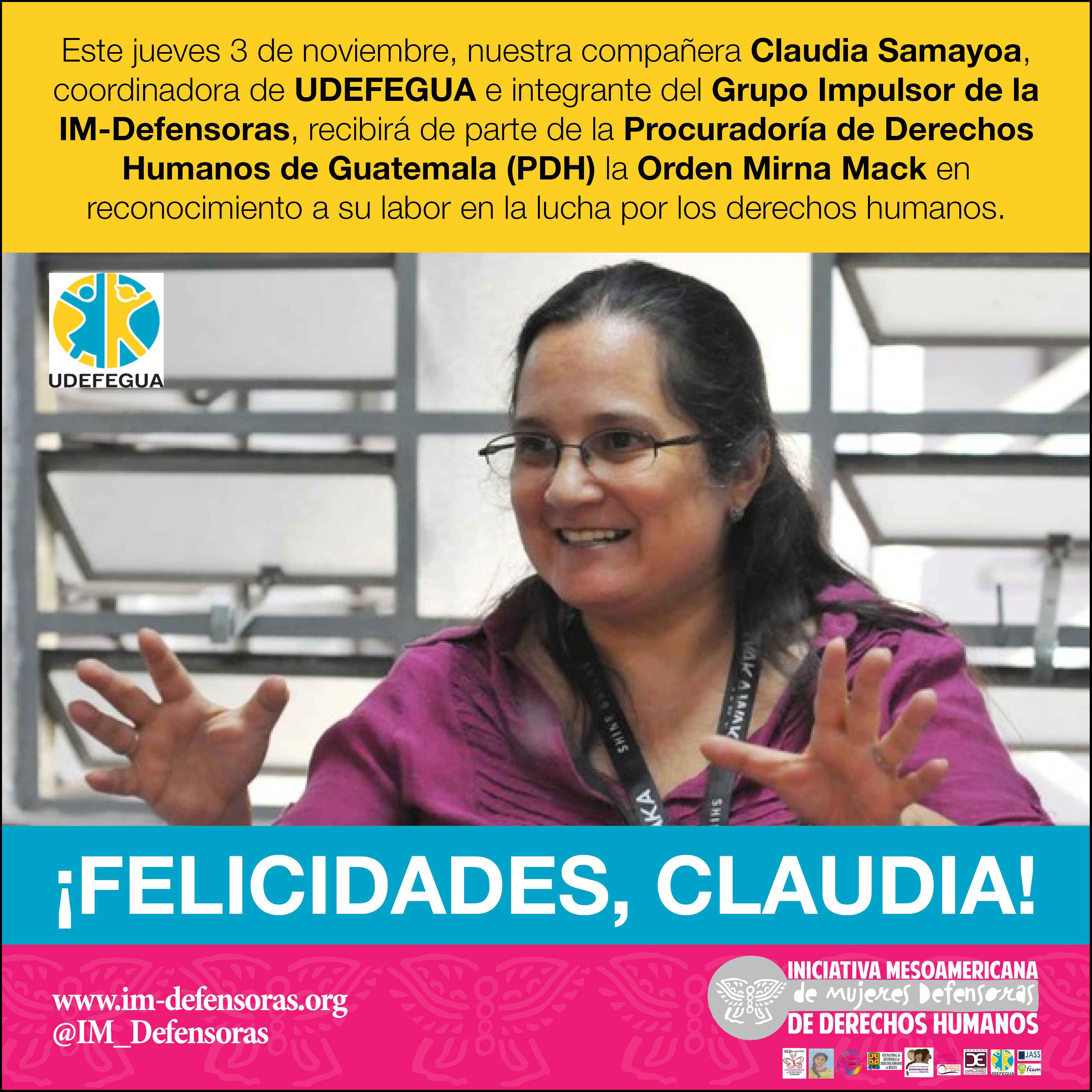 Claudia Samayoa recibe la orden Mirna Mack en reconocimiento a su lucha ...