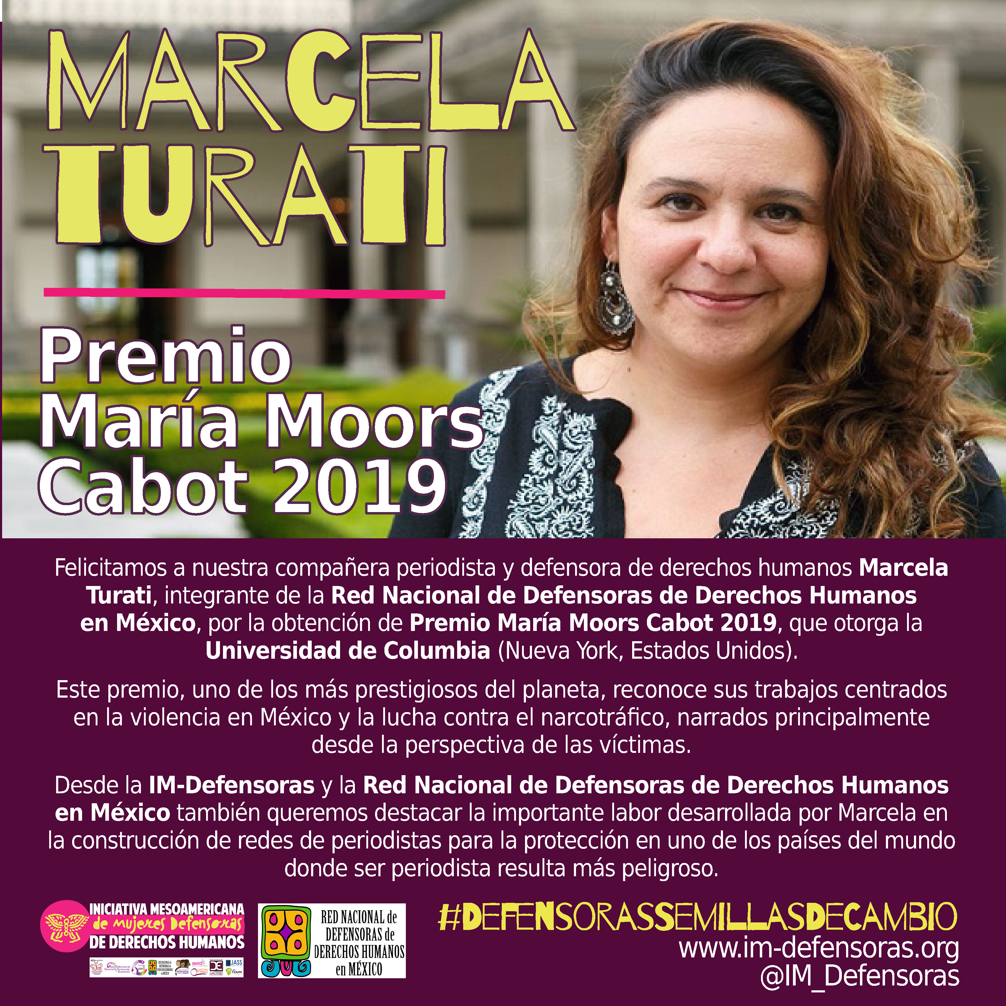 Felicitamos a la periodista mexicana Marcela Turati, Premio Maria Moors ...