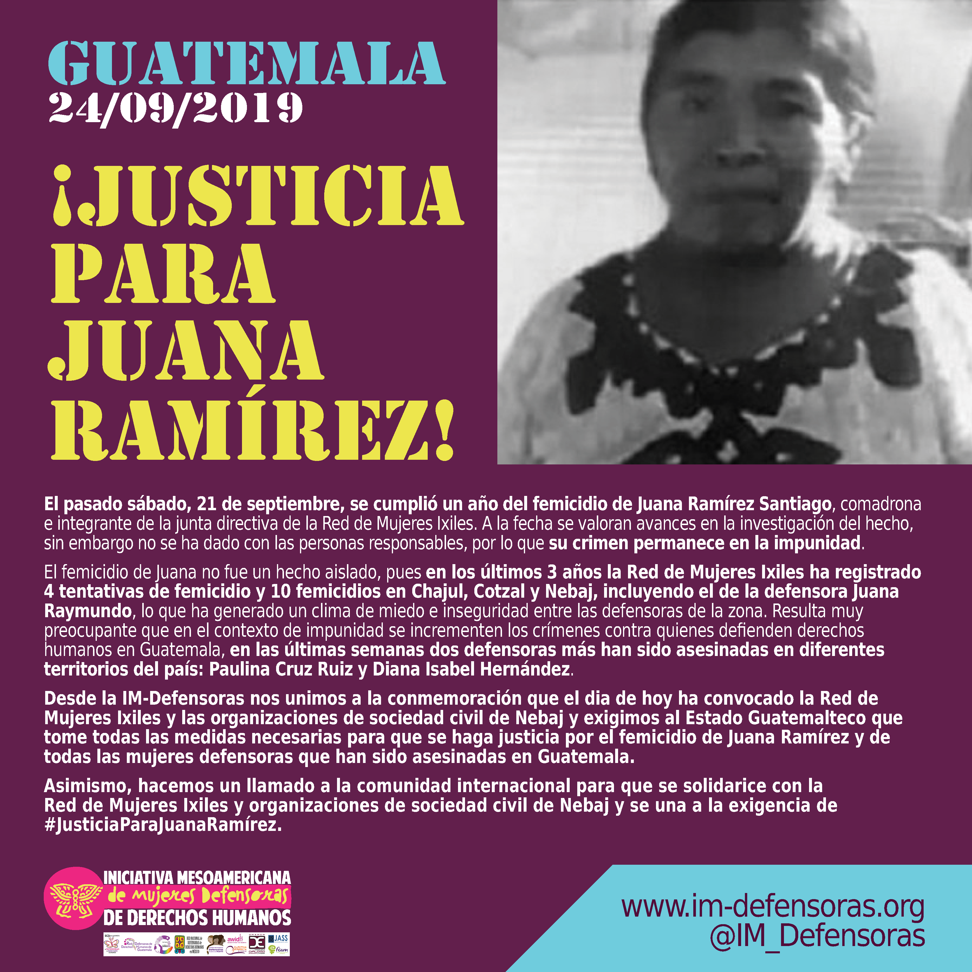 GUATEMALA / A un año de su femicidio exigimos ¡Justicia para Juana ...