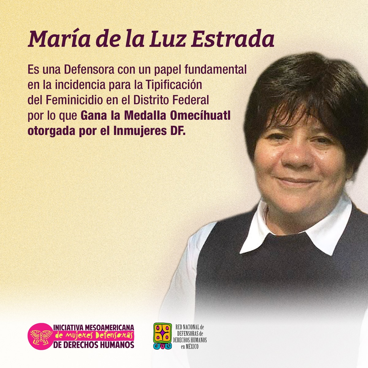 Reconocimiento a María de la Luz Estrada por su contribución a la lucha ...
